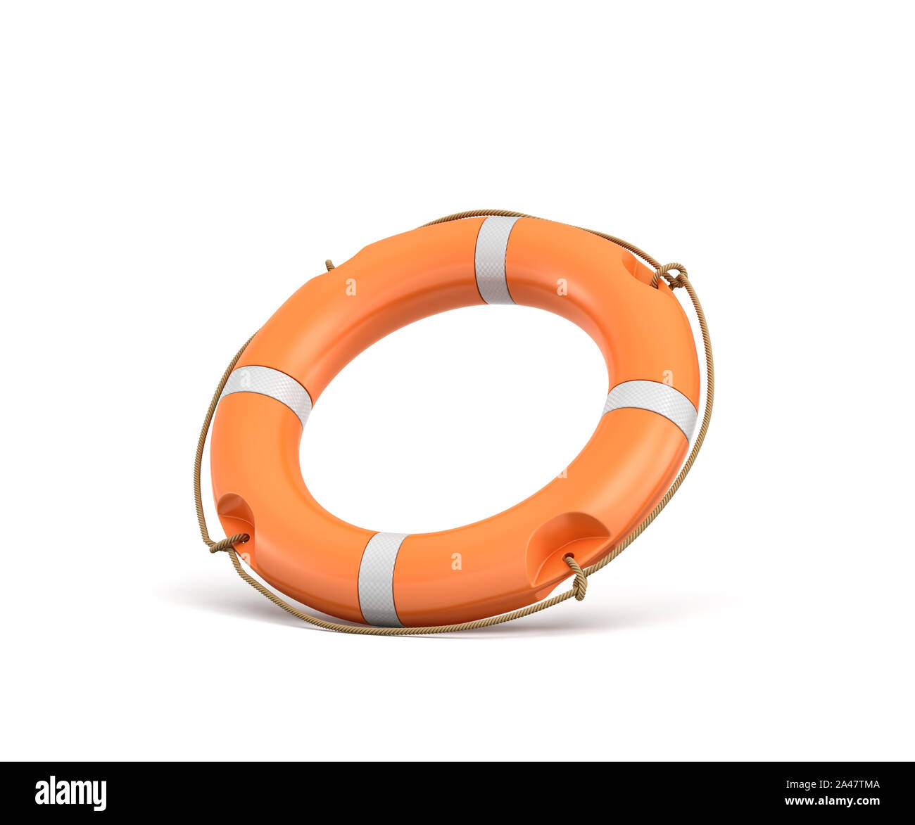 3d rendering of a single isolated orange life buoy isolated on white ...