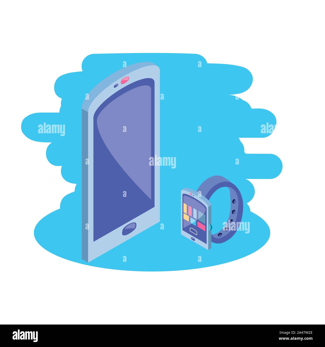 smartphone screen with smart watch vector illustration design Stock ...
