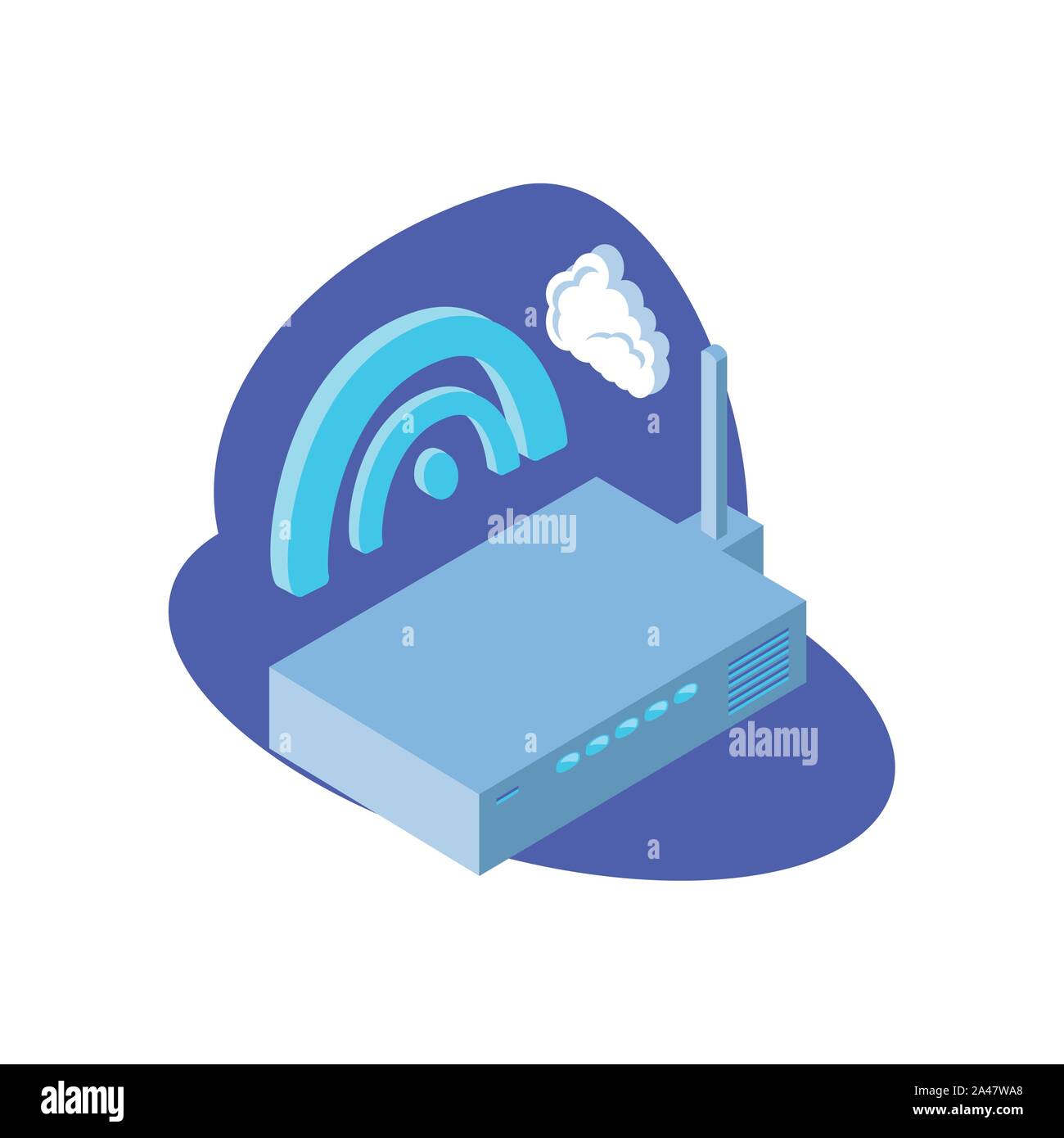 wireless router with cloud information vector illustration design Stock ...