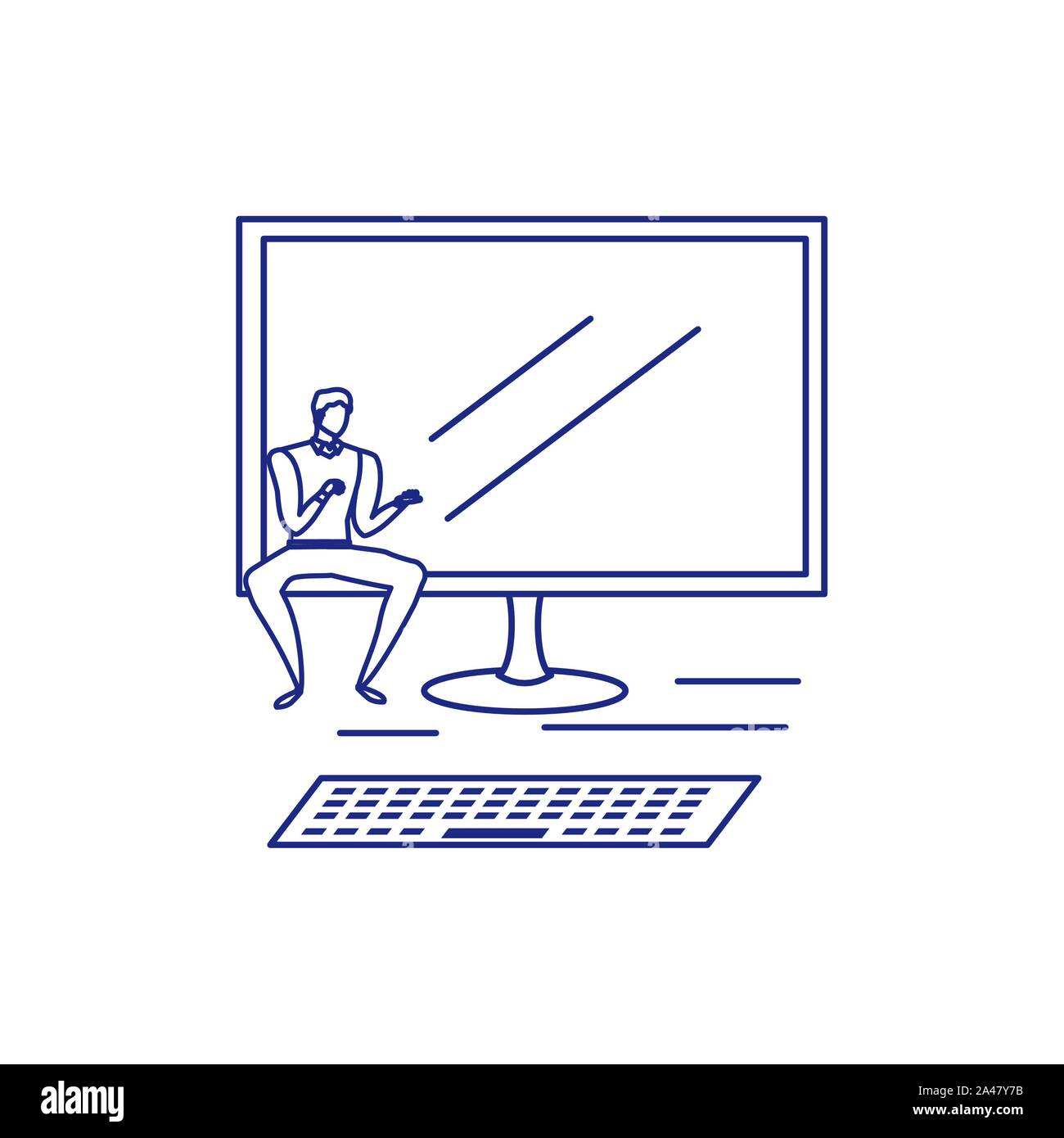 silhouette of man with computer screen in white background vector ...