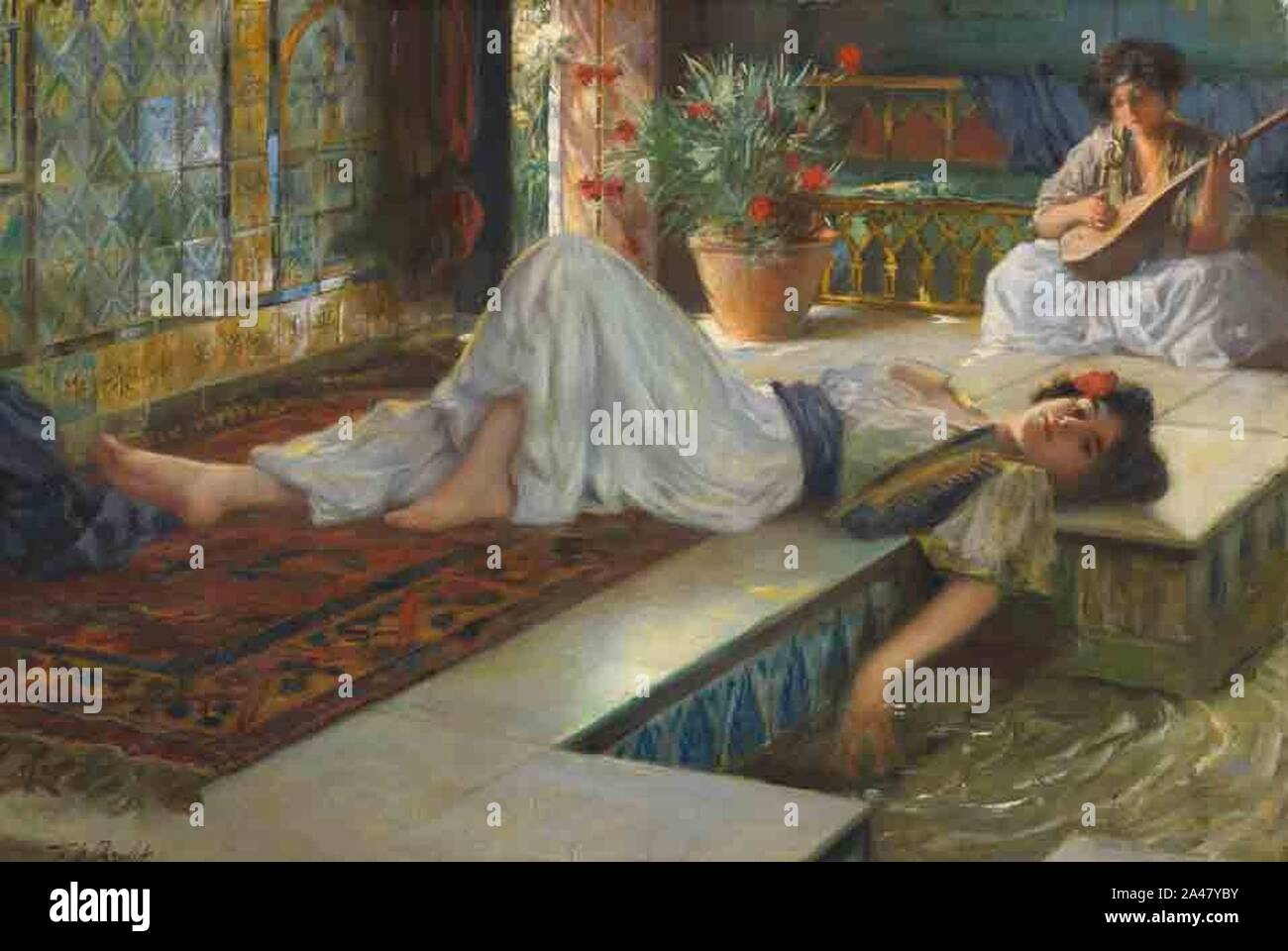 Ferdinand Max Bredt - Muße der Odalisken. Oil on firm cardboard, late ...