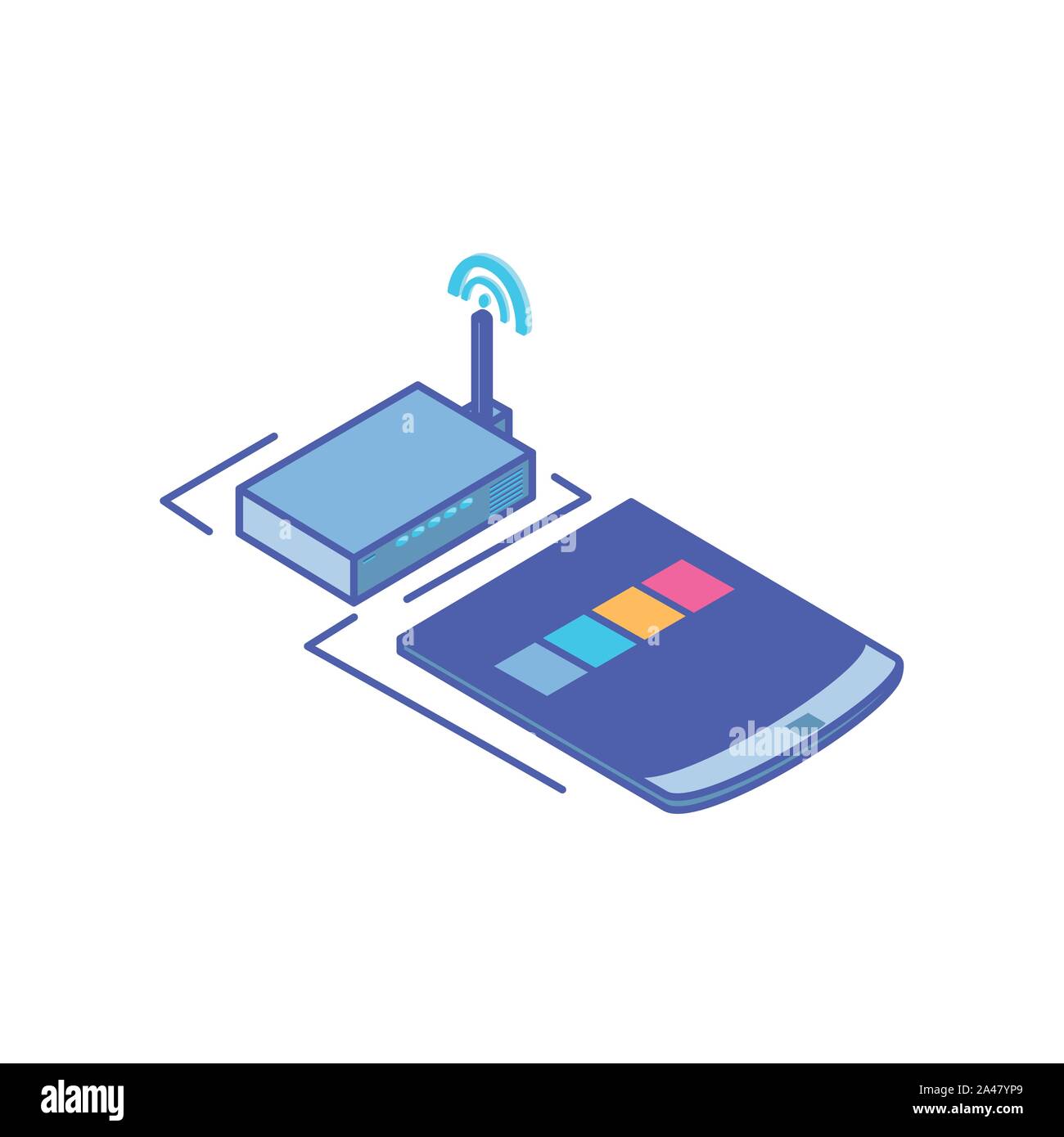 smartphone screen with wireless router vector illustration design Stock ...