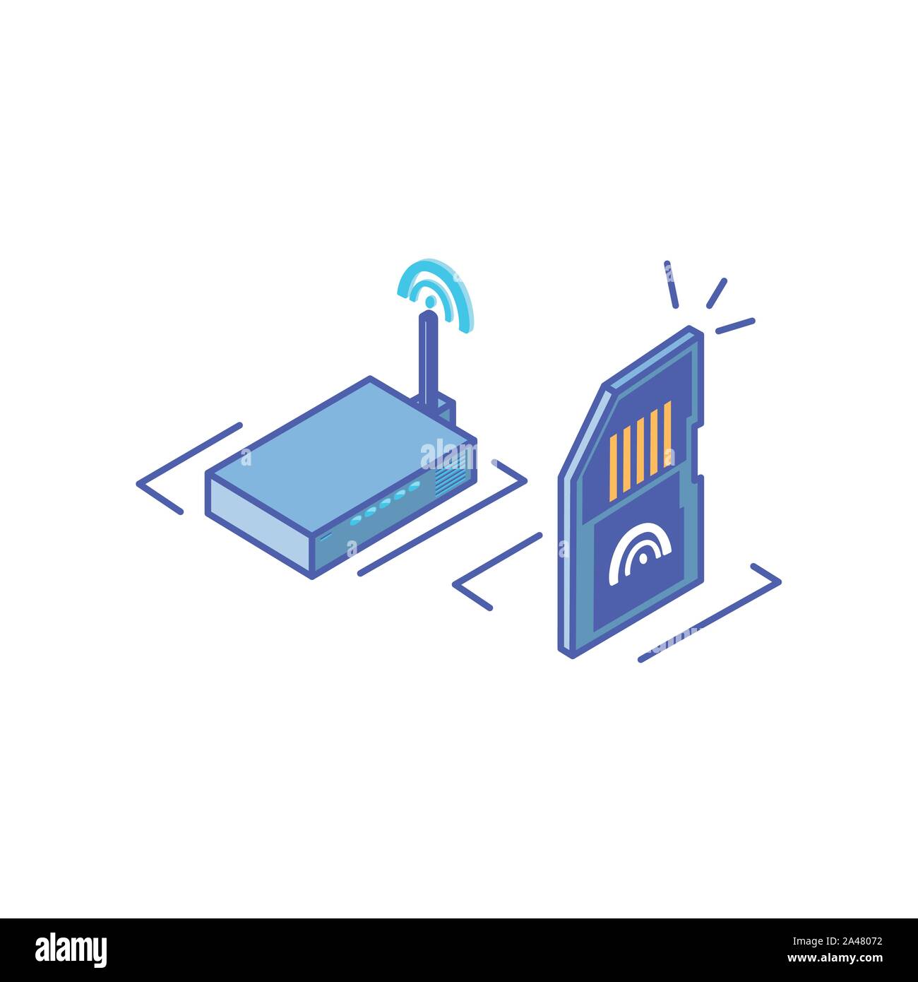 wireless router with micro sd card vector illustration design Stock ...