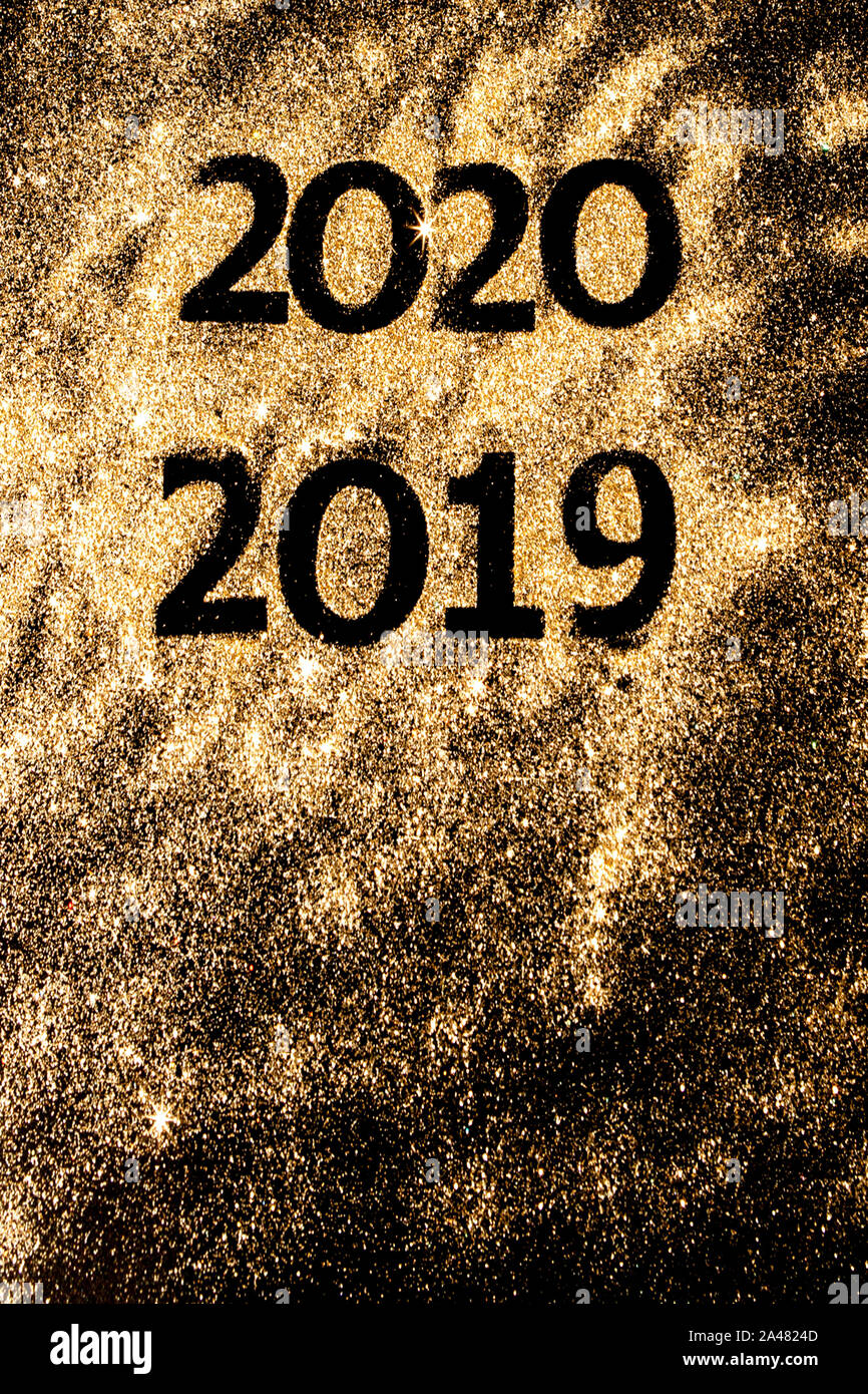 Beautiful sparkling Golden Numbers of 2019 to 2020 on black background ...