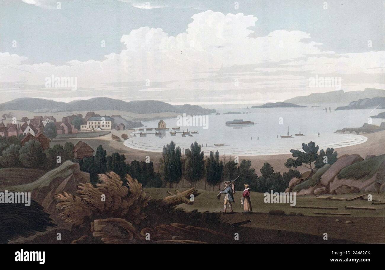 Ferry at Helgeraae (JW Edy plate 40 Stock Photo - Alamy
