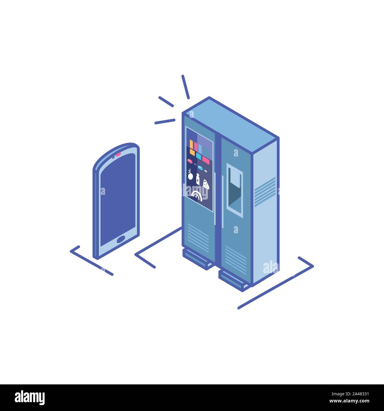 smart fridge with smartphone screen vector illustration design Stock ...