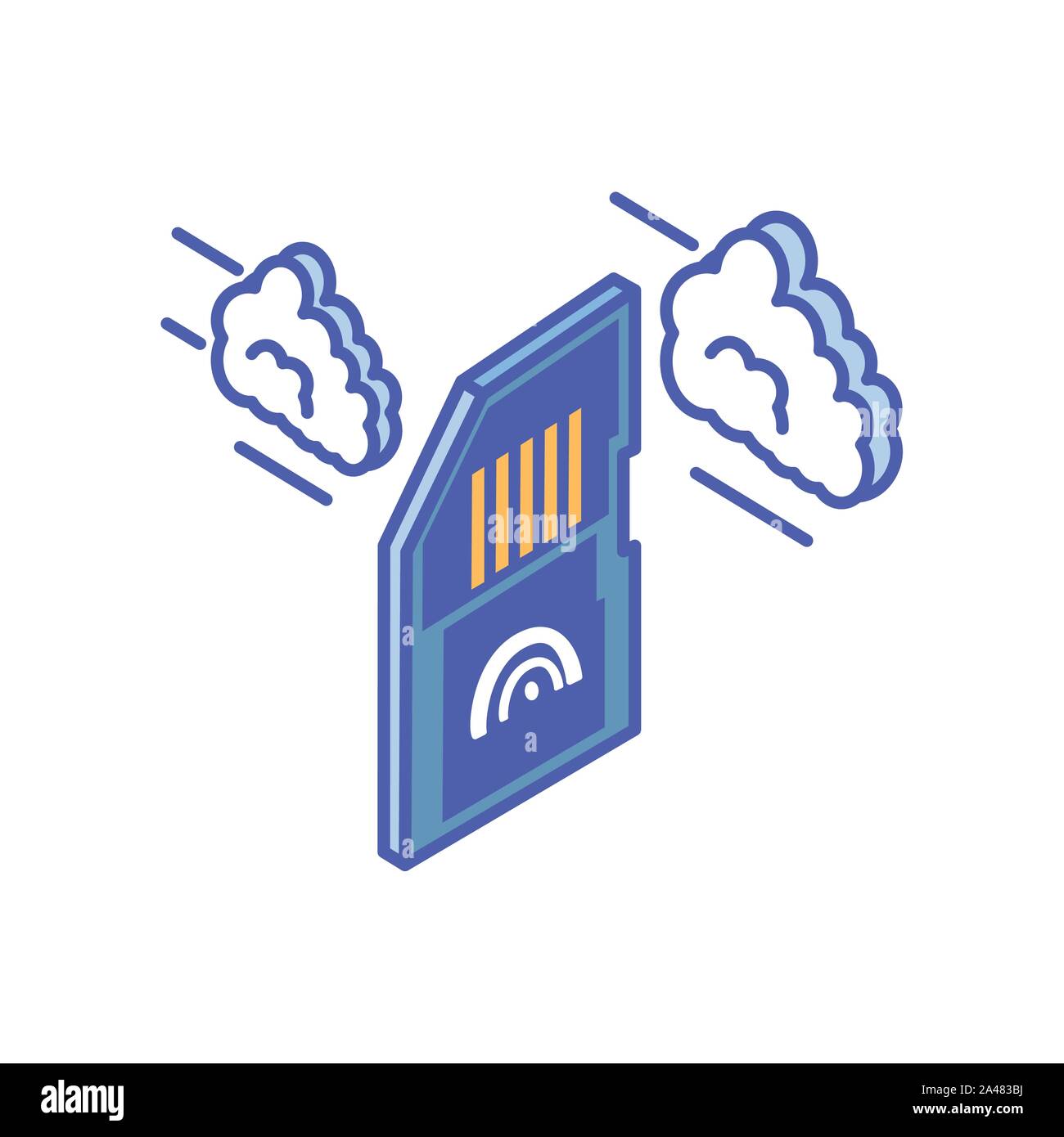 micro sd card with with cloud information vector illustration design ...