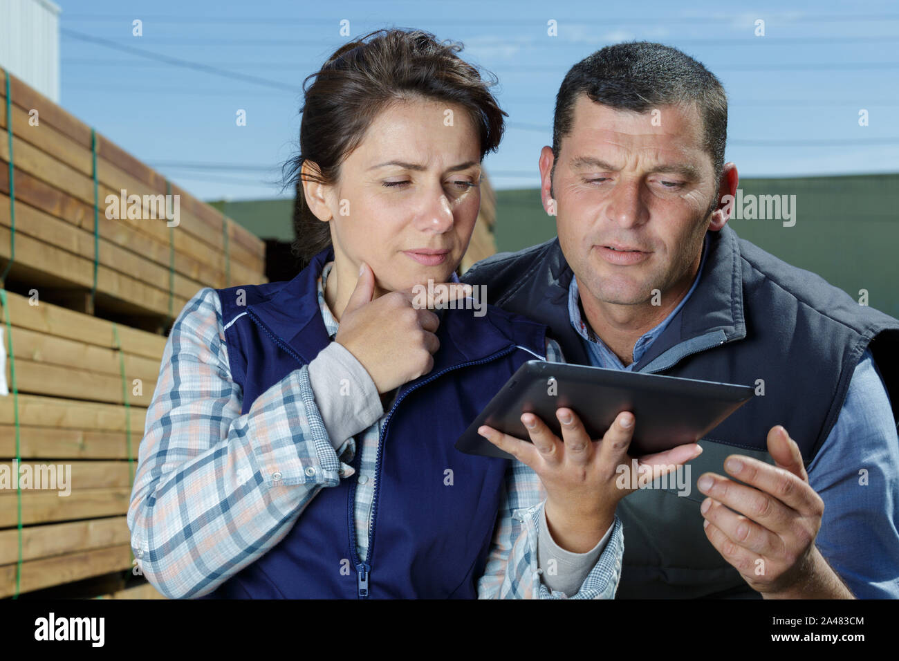 an industrial wood inventory workers Stock Photo - Alamy