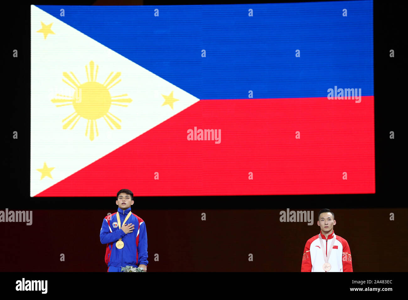 Stuttgart, Germany. 12th Oct, 2019. (L-R) Carlos Edriel Yulo (PHI ...