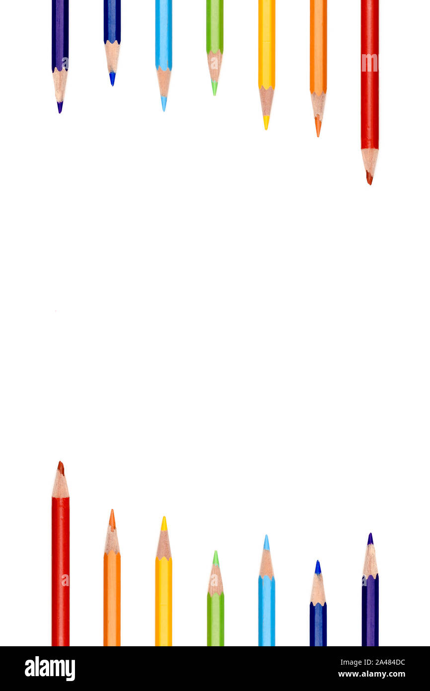 Colorful rainbow pencil color frame border background. Colorful pencil ...