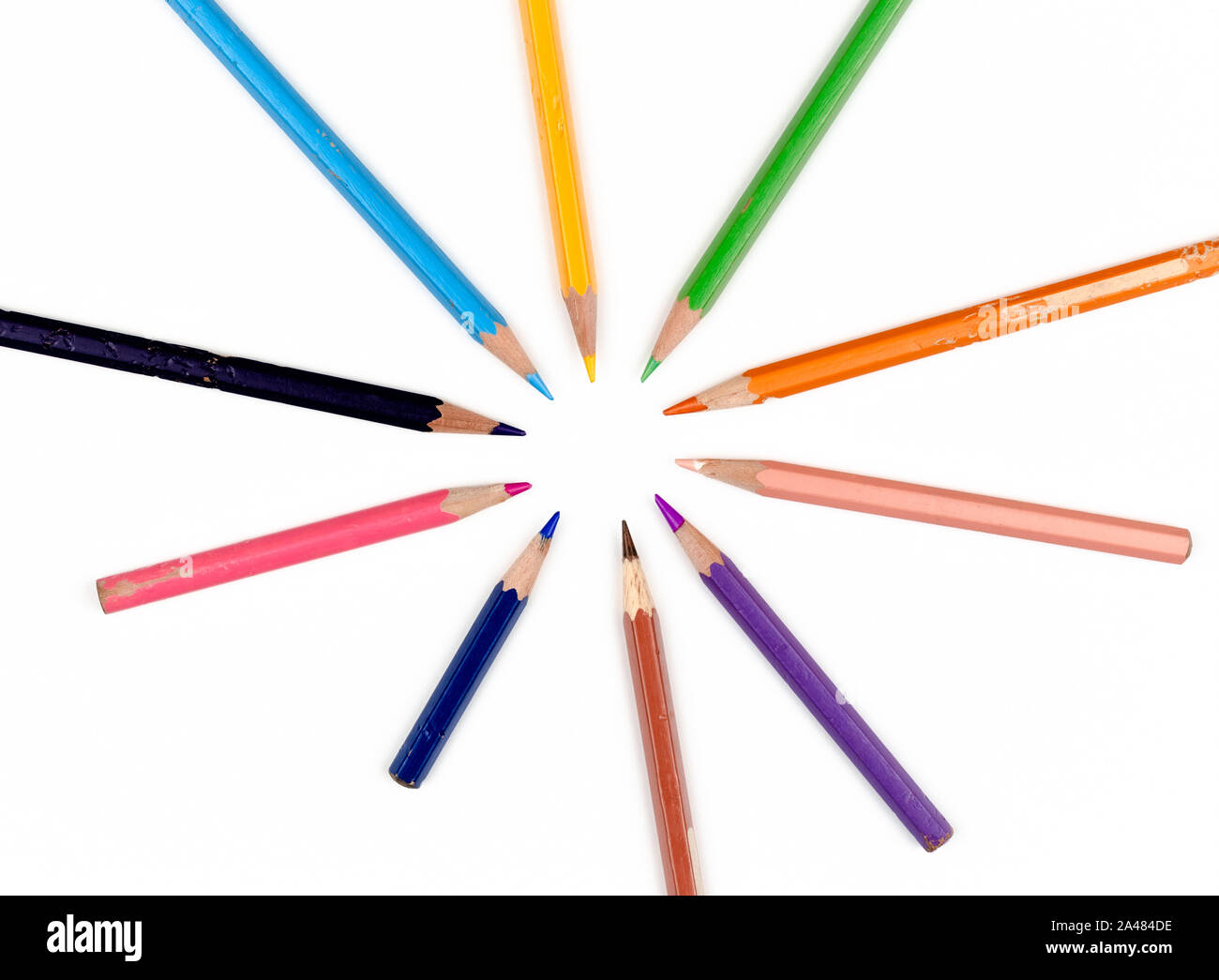 bunch of colored pencils isolated on white background Stock Photo - Alamy