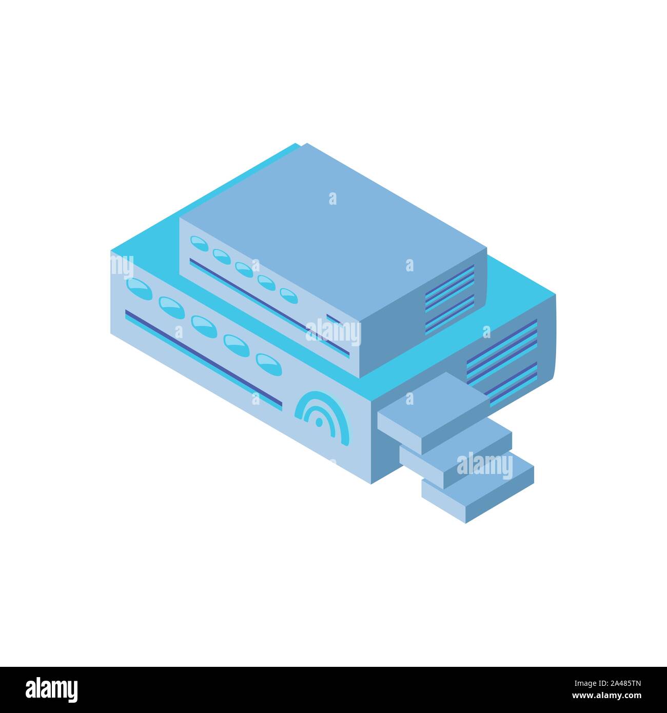 wireless router multimedia o tv box receiver on white background vector ...