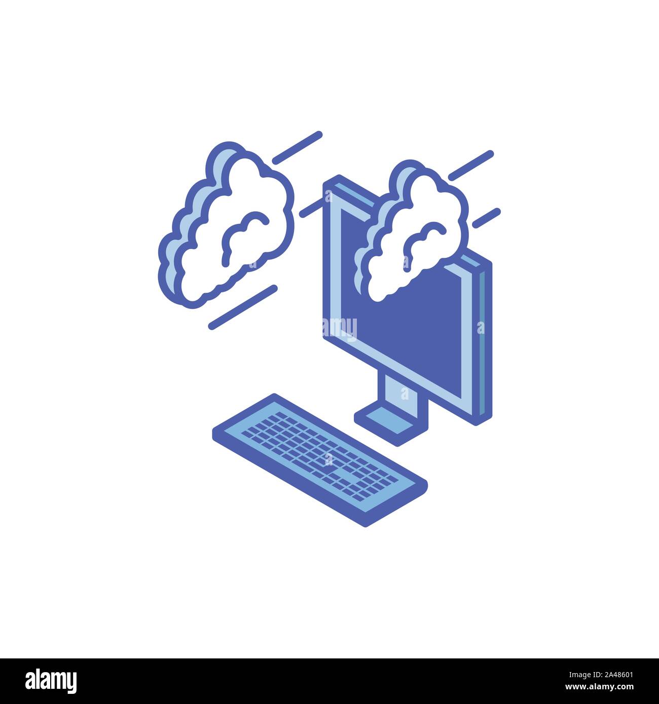 desktop computer screen with cloud information vector illustration ...