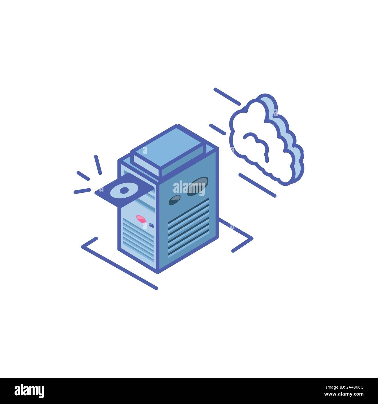 server equipment with with cloud information vector illustration design ...