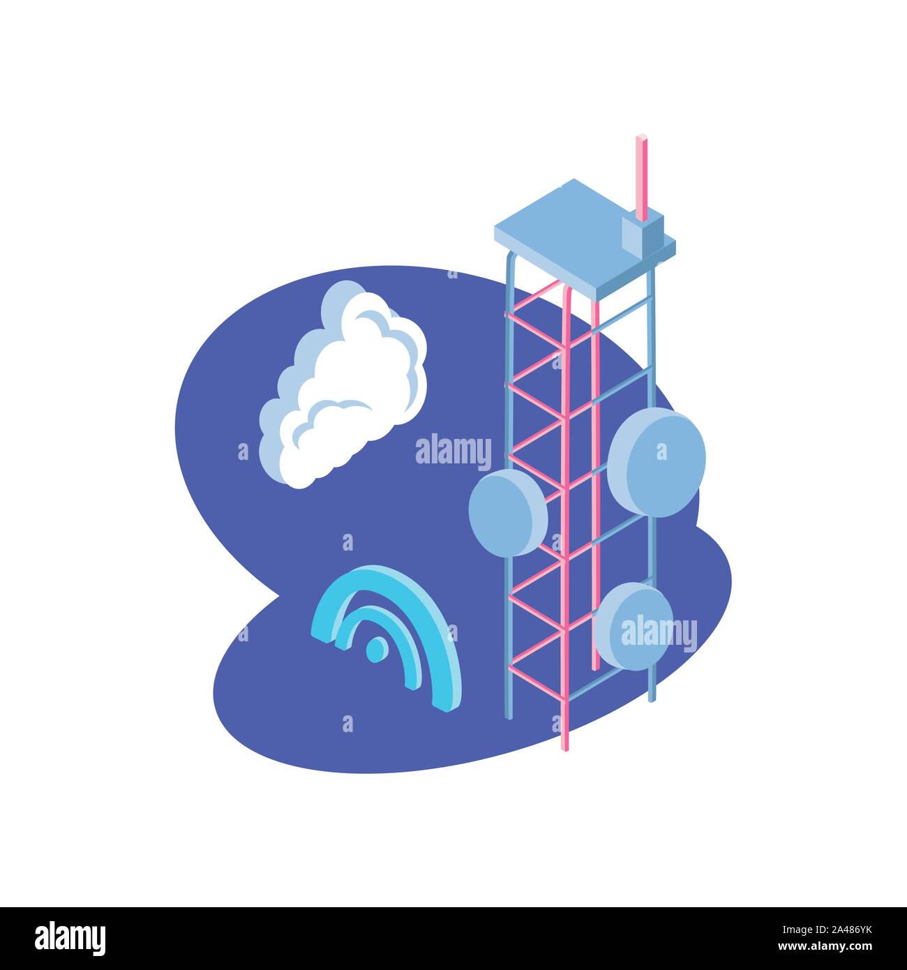 telecommunications tower in blue background vector illustration design ...