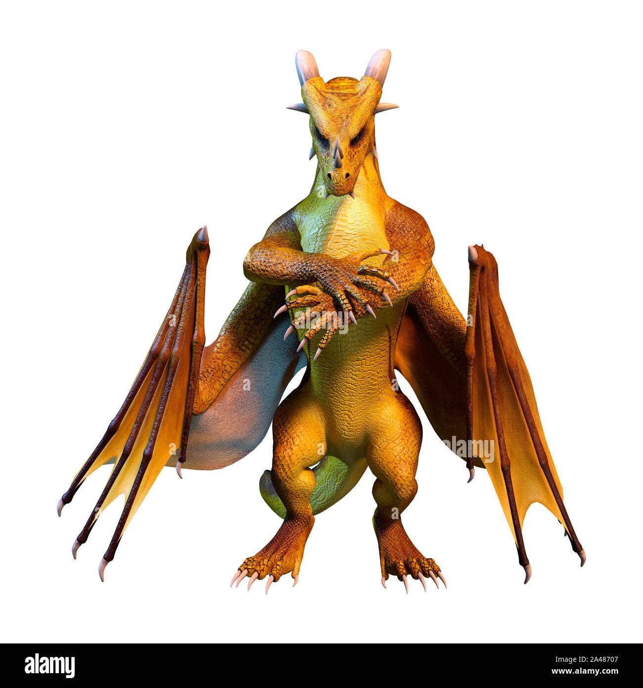 3D rendering of a fantasy dragon isolated on white background Stock ...