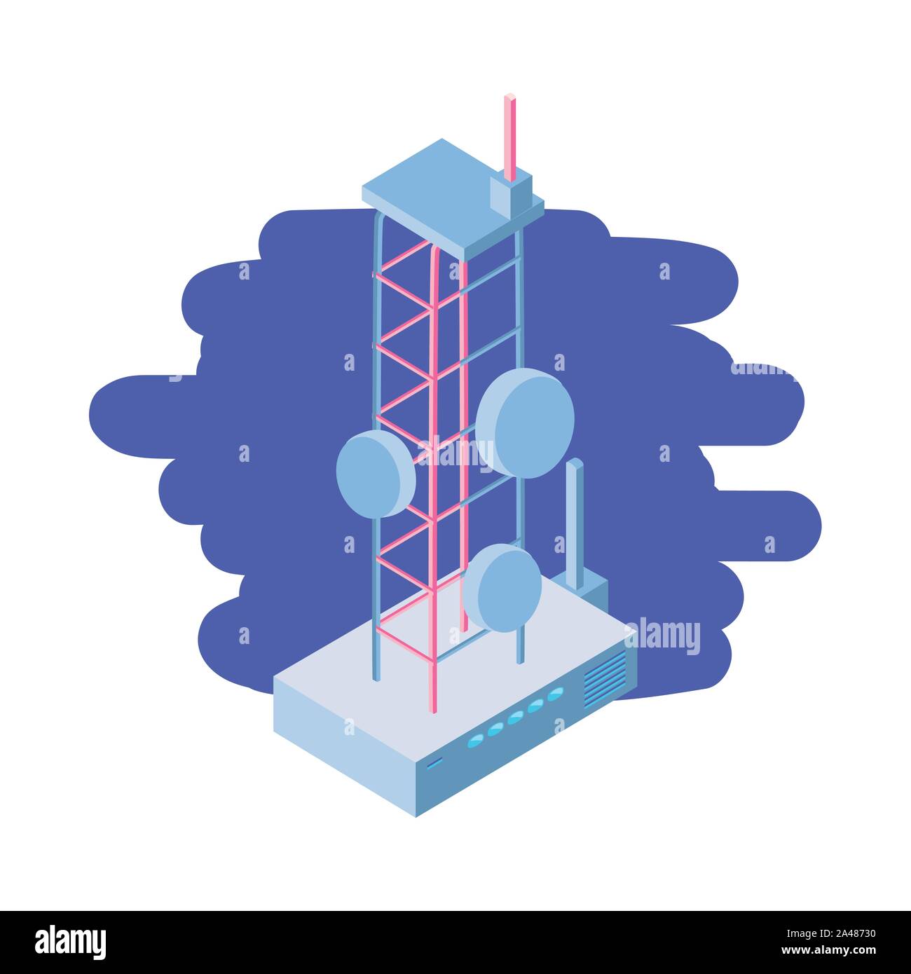 telecommunications tower in blue background vector illustration design ...