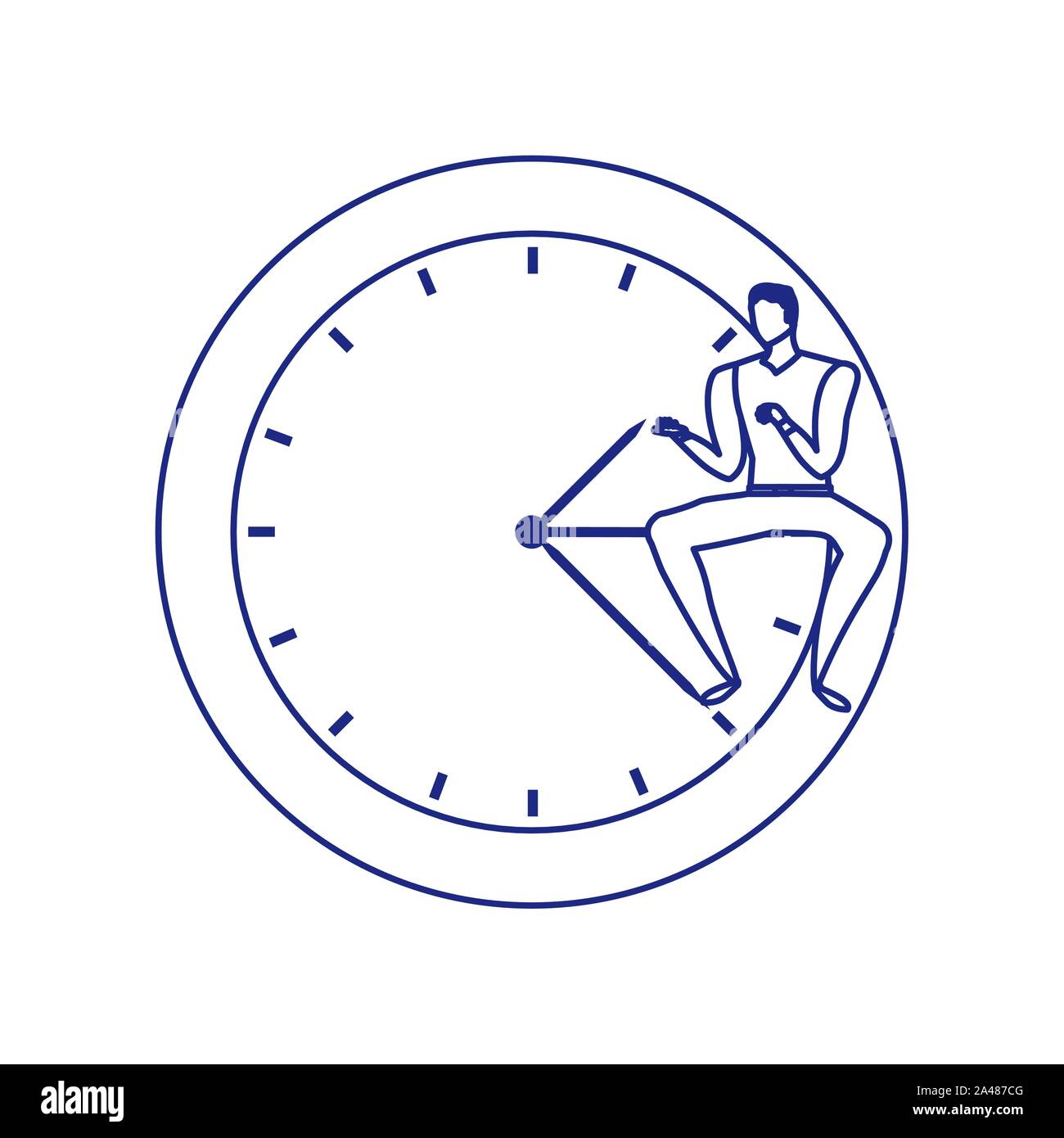 silhouette of man with clock in white background vector illustration ...