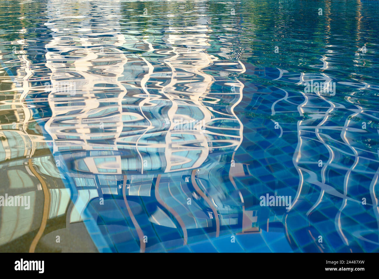 Swimming pool bottom with clear water surface textured background Stock ...