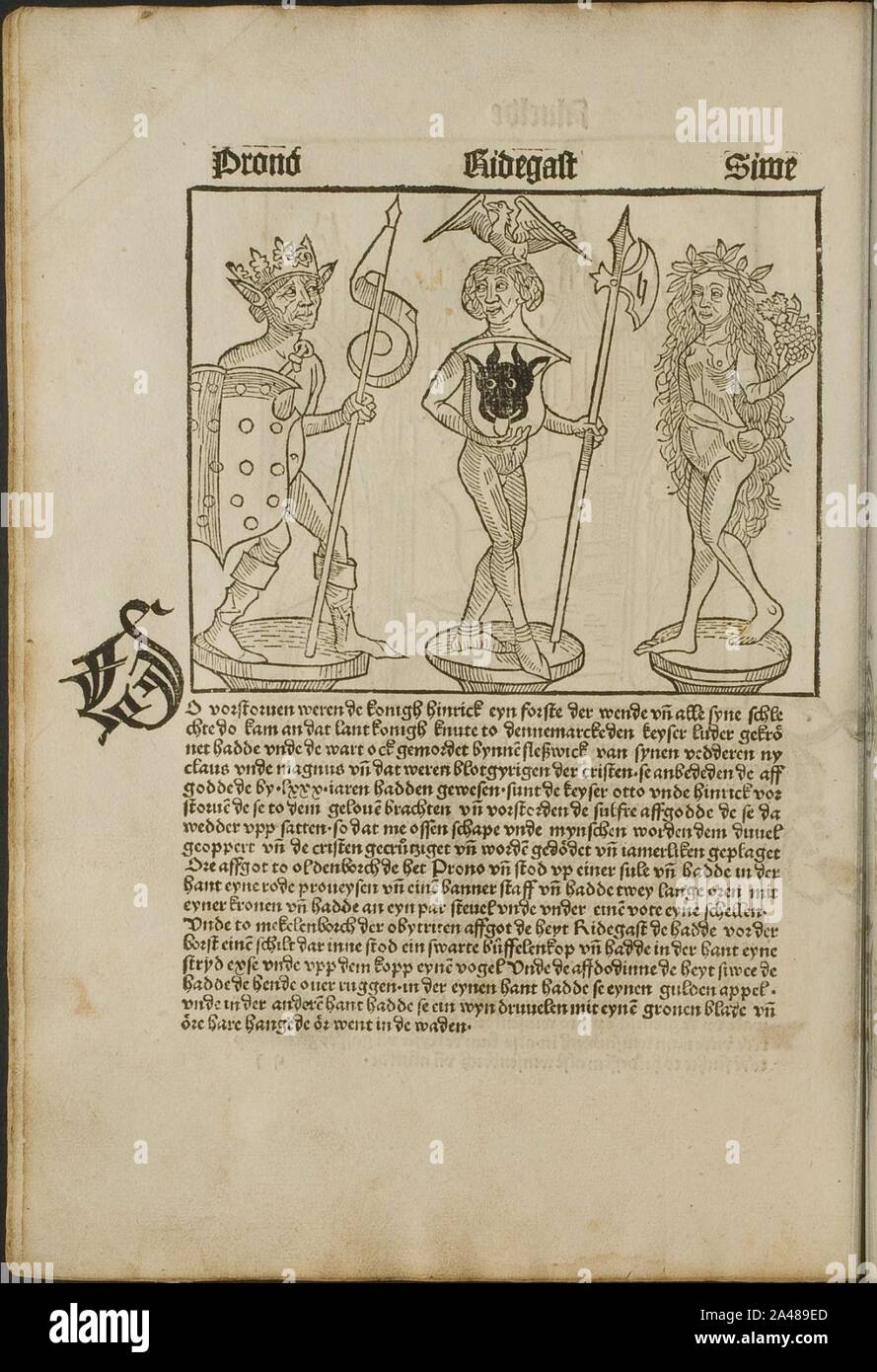 Figures on Pedestals (devil crest) p00246 Stock Photo - Alamy