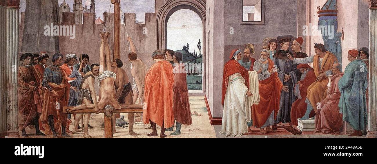 Filippino Lippi - Disputation with Simon Magus and Crucifixion of Peter ...