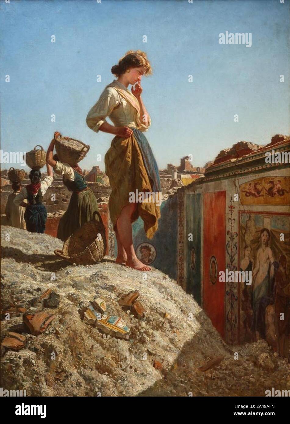 Filippo Palizzi - Fanciulla negli scavi di Pompei (parete blu Stock ...