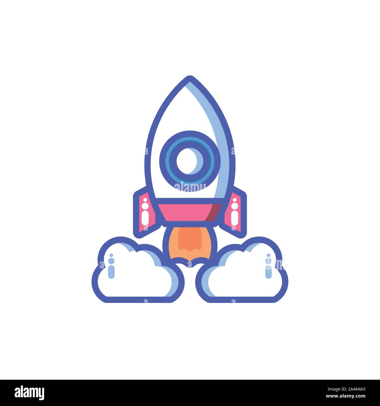 flying rocket in white background vector illustration design Stock ...