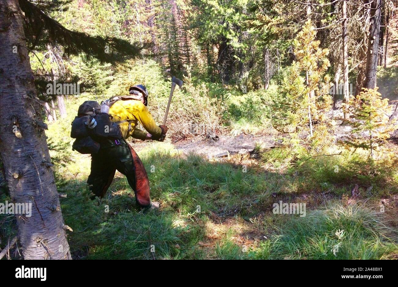 Firefighter building line Stock Photo - Alamy