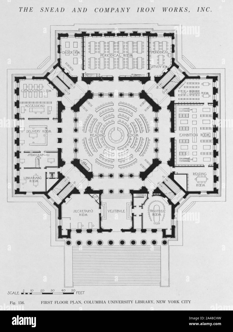 First floor plan, Columbia University Library, New York City (fig. 156 ...