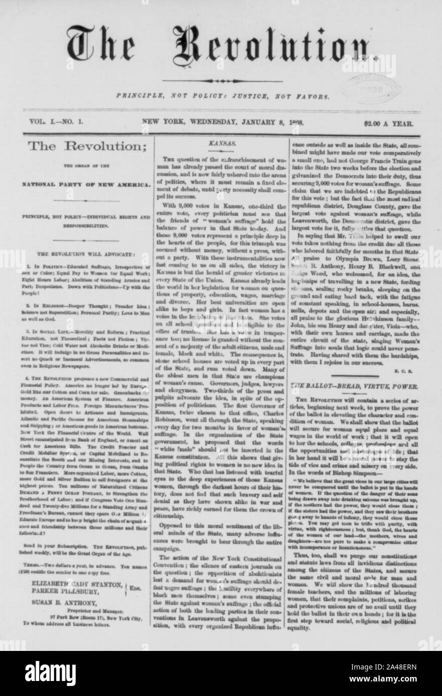 Susan B Anthony The Revolution