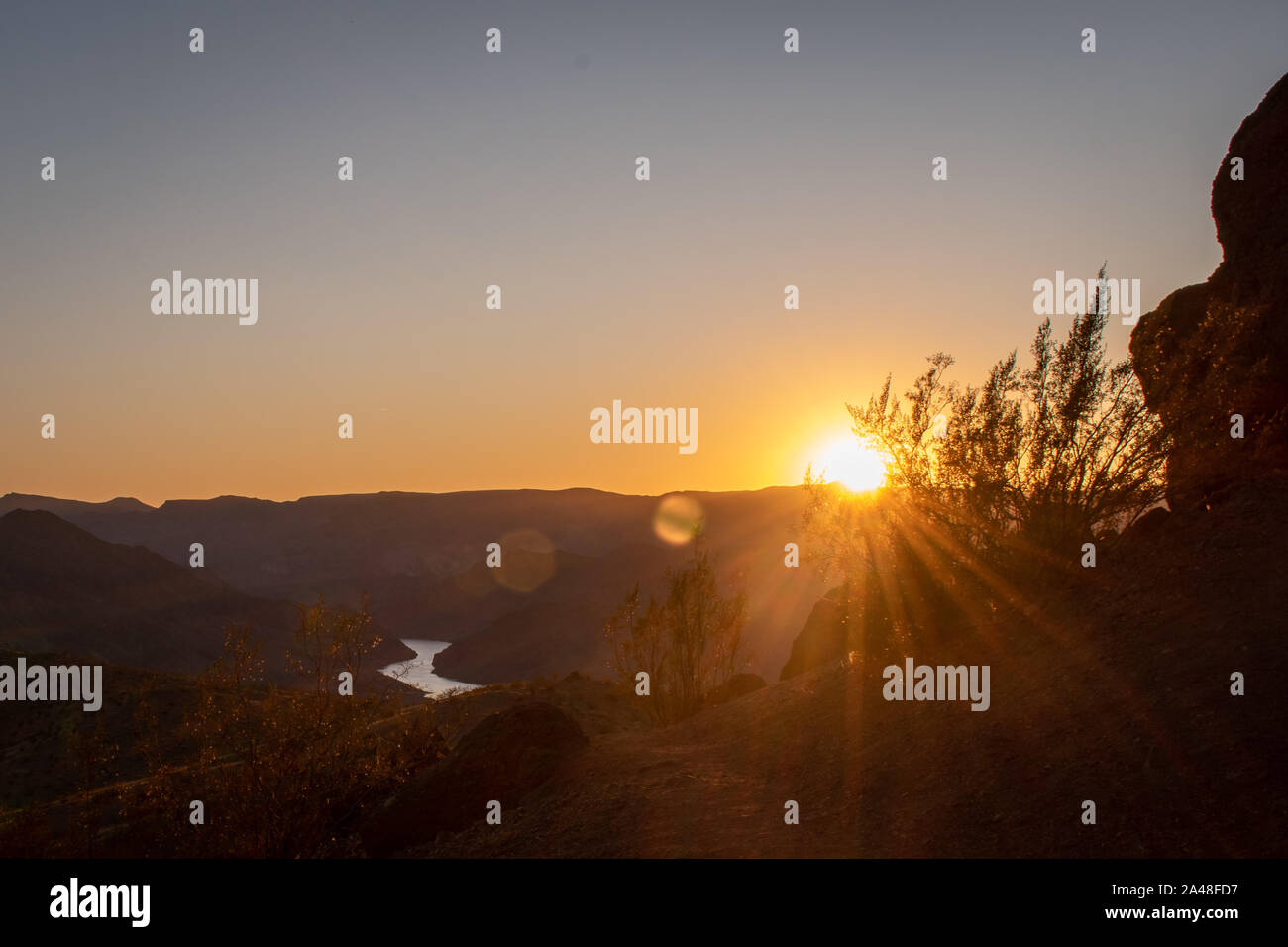 Sunset over the Colorado River Stock Photo - Alamy