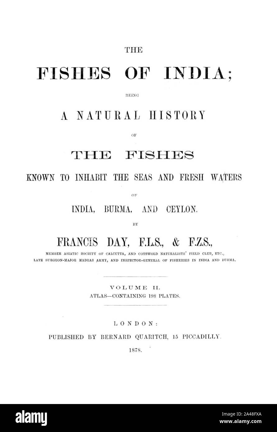 Fishes of India. Atlas. Title page Stock Photo - Alamy