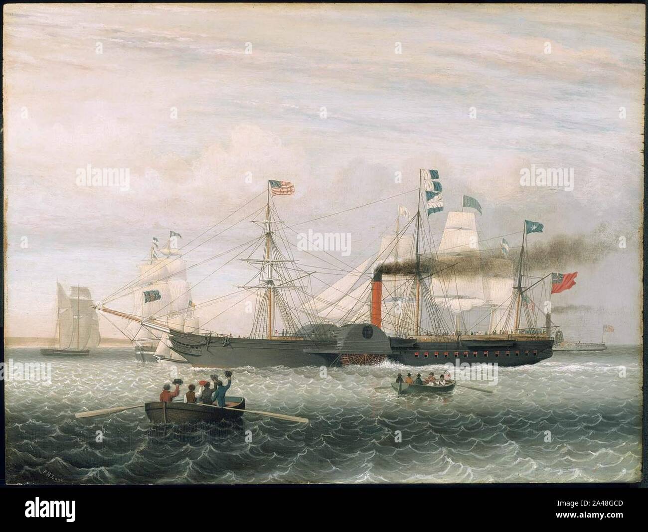 Fitz Henry Lane - The Britannia Entering Boston Harbor Stock Photo - Alamy