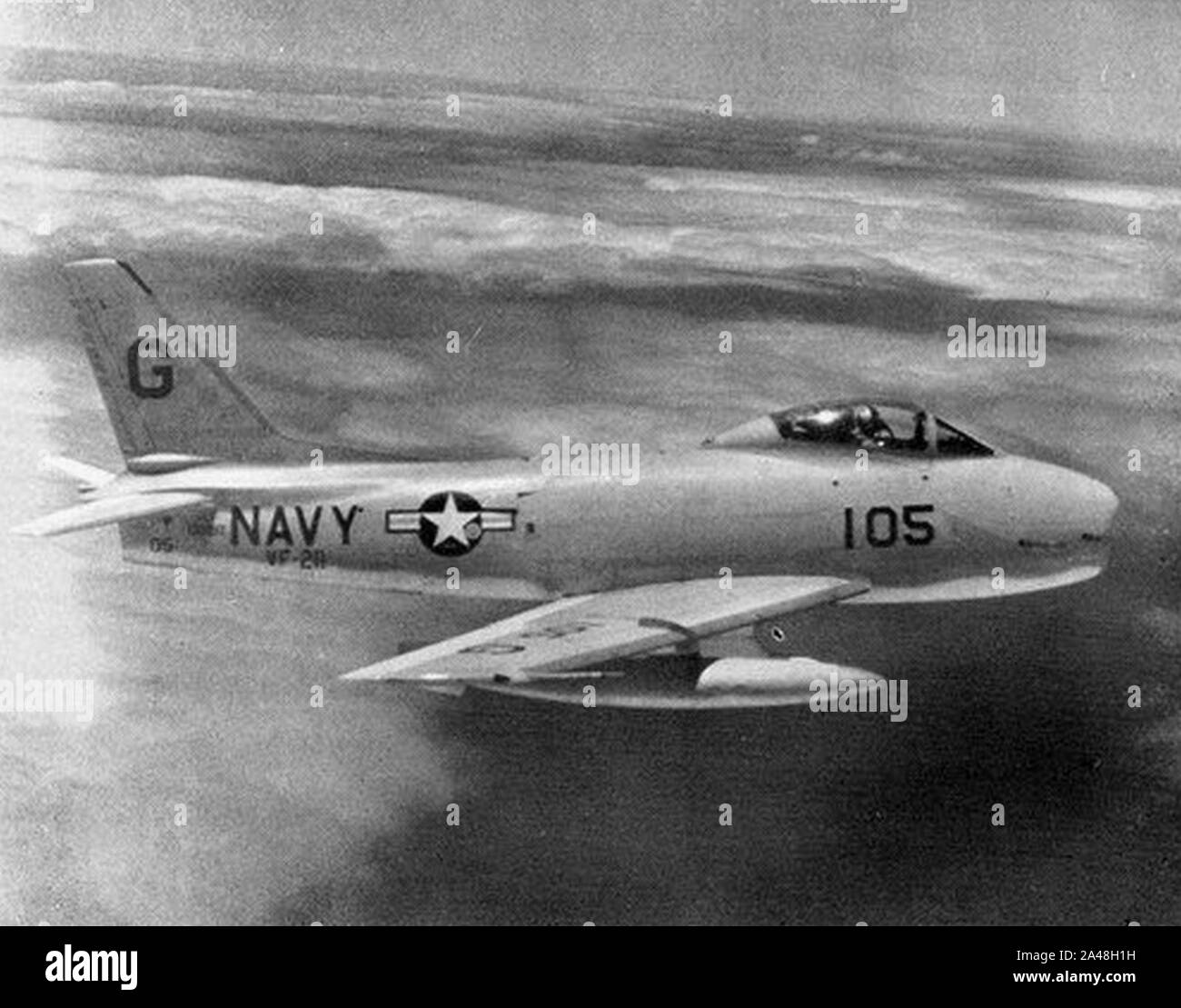 FJ-3M Fury VF-211 in flight c1956 Stock Photo - Alamy