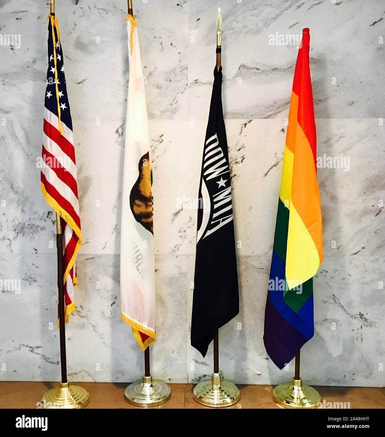 Flags in Kamala Harris' office (including LGBT pride flag Stock Photo ...