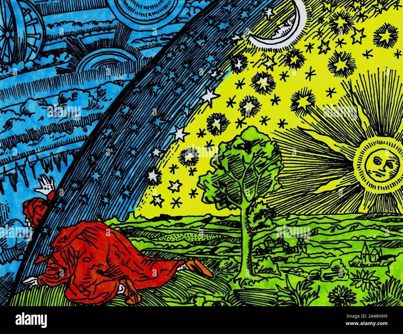 Flammarion Woodcut 1888 Color 1 Stock Photo - Alamy