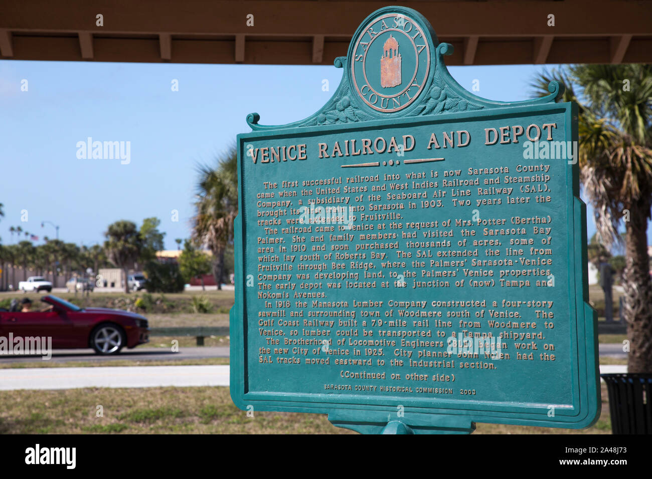 Historical Marker, Venice Railroad and Depot, Venice, Florida, USA ...