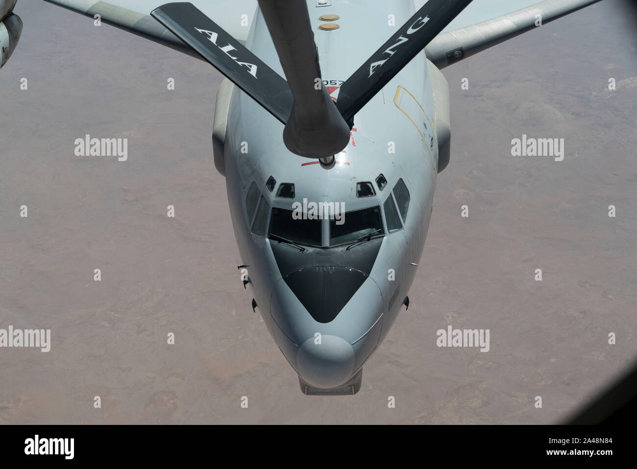 An E-3 Sentry Airborne Warning and Control System (AWACS) prepares for ...
