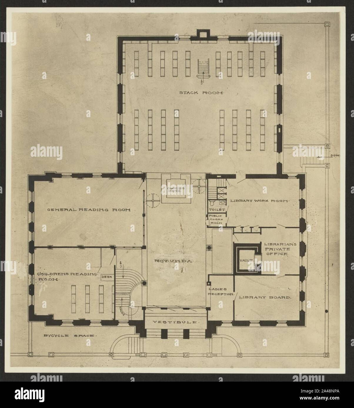 Floor plan for Carnegie Library, St. Joseph, Missouri Stock Photo - Alamy