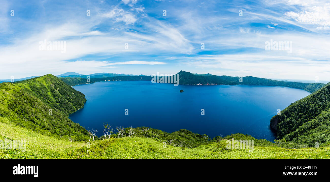 panoramic view of Lake Mashu,Akan National Park,Mashu-ko, Hokkaido ...