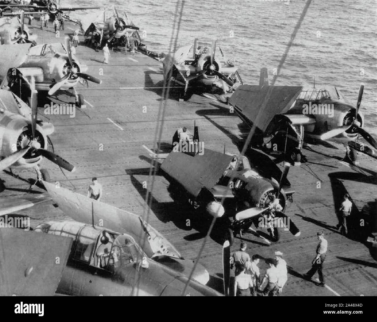 FM-2 Wildcats and TBF Avengers of VC-85 aboard USS Lunga Point (CVE-94 ...