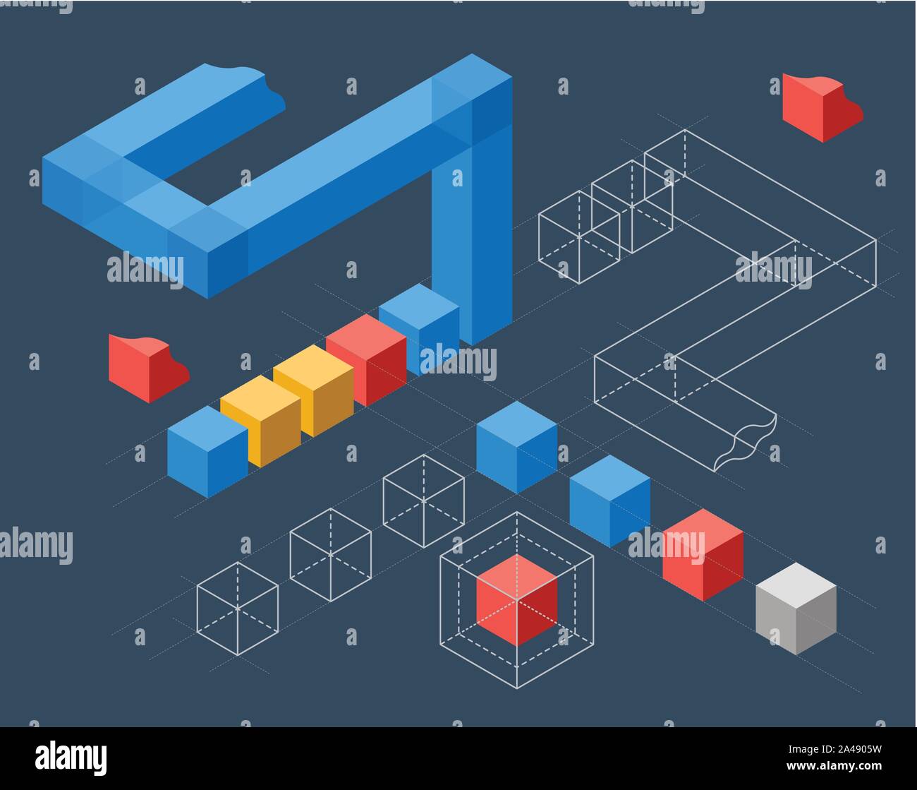 Infographics with flat colored cubes Stock Vector Image & Art - Alamy
