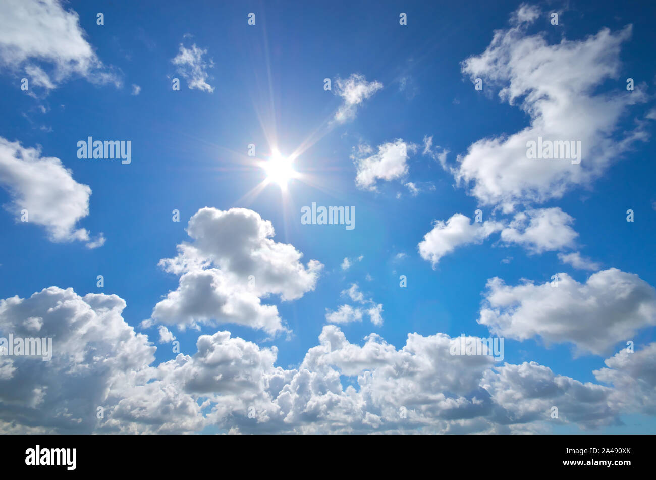 Deep blue sky and summer sun. Nature airscape Stock Photo - Alamy
