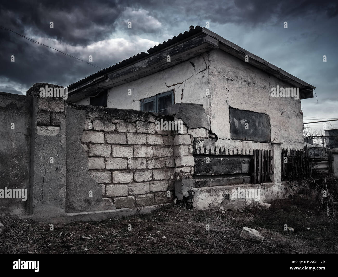 Old destroyed house. Element of design Stock Photo - Alamy
