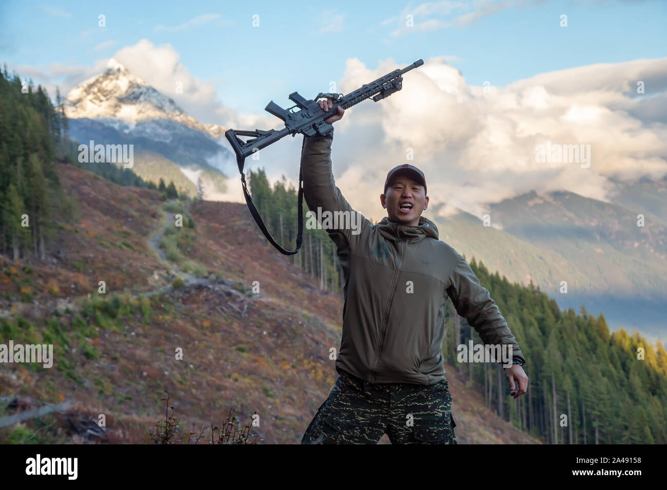 Chilliwack, British Columbia, Canada - October 5, 2019: Man Yelling and ...