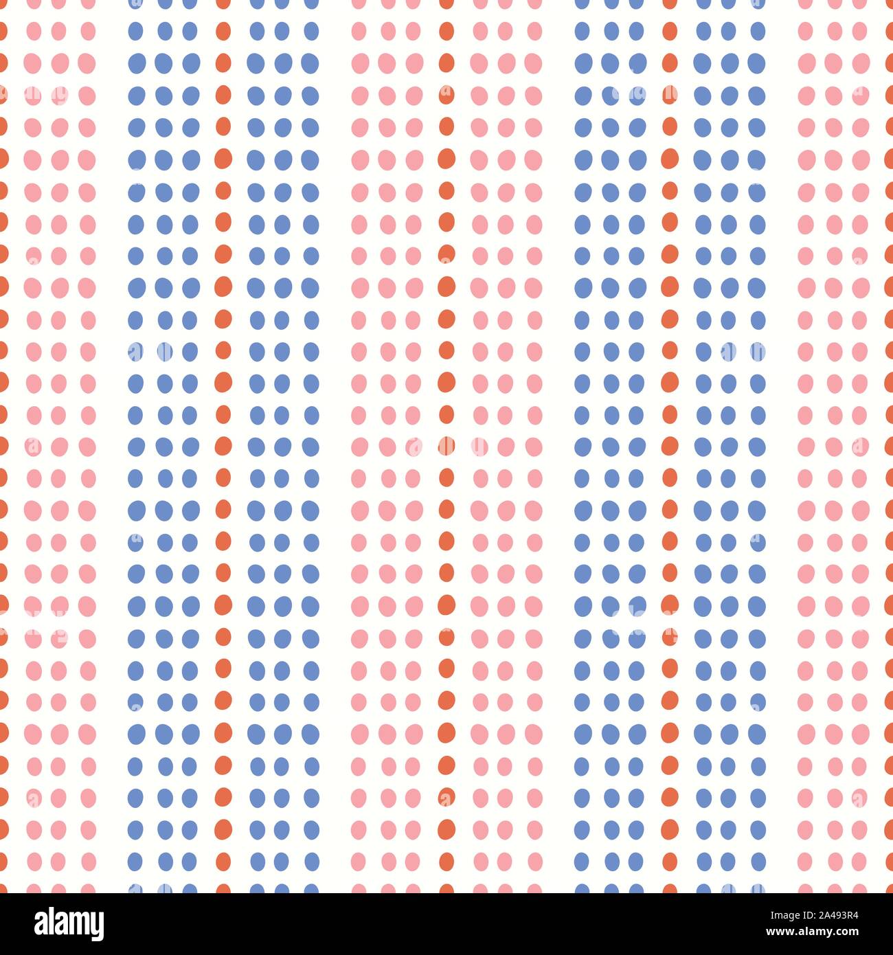 Seamless repeat pattern of hand drawn dots in rows. Bright coloured ...