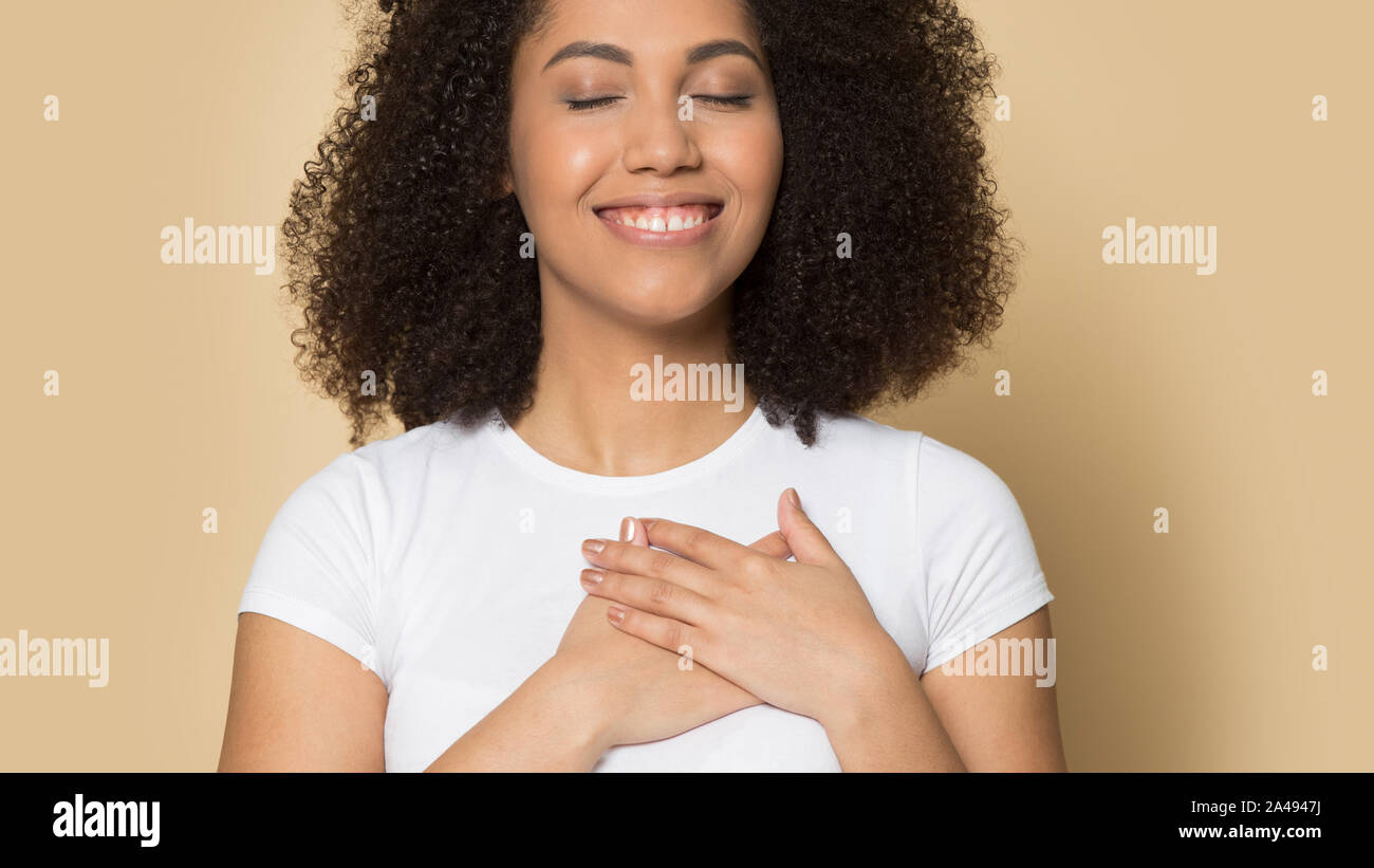 Gratitude hands on chest hi-res stock photography and images - Alamy
