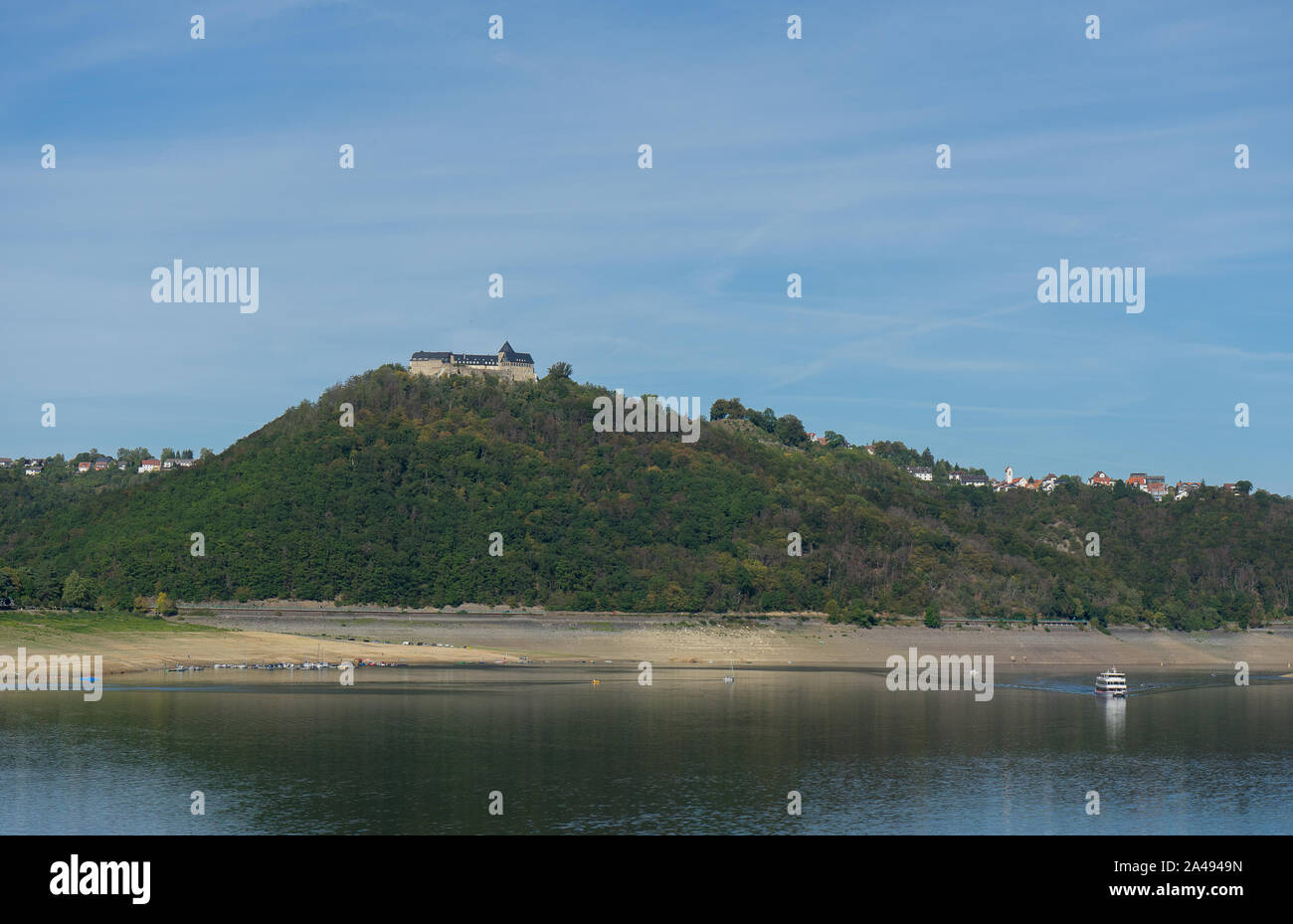View to the german palais Waldeck with the lake called Edersee Stock ...