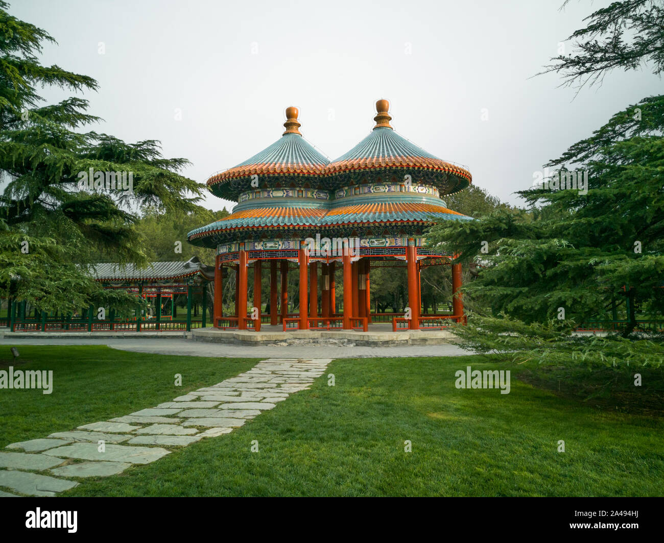 Double-ring shaped longevity Pavilion in Temple of Heaven, Beijing of ...
