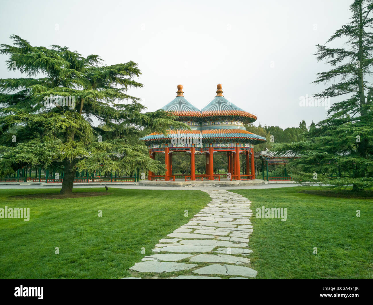 Double-ring shaped longevity Pavilion in Temple of Heaven, Beijing of ...